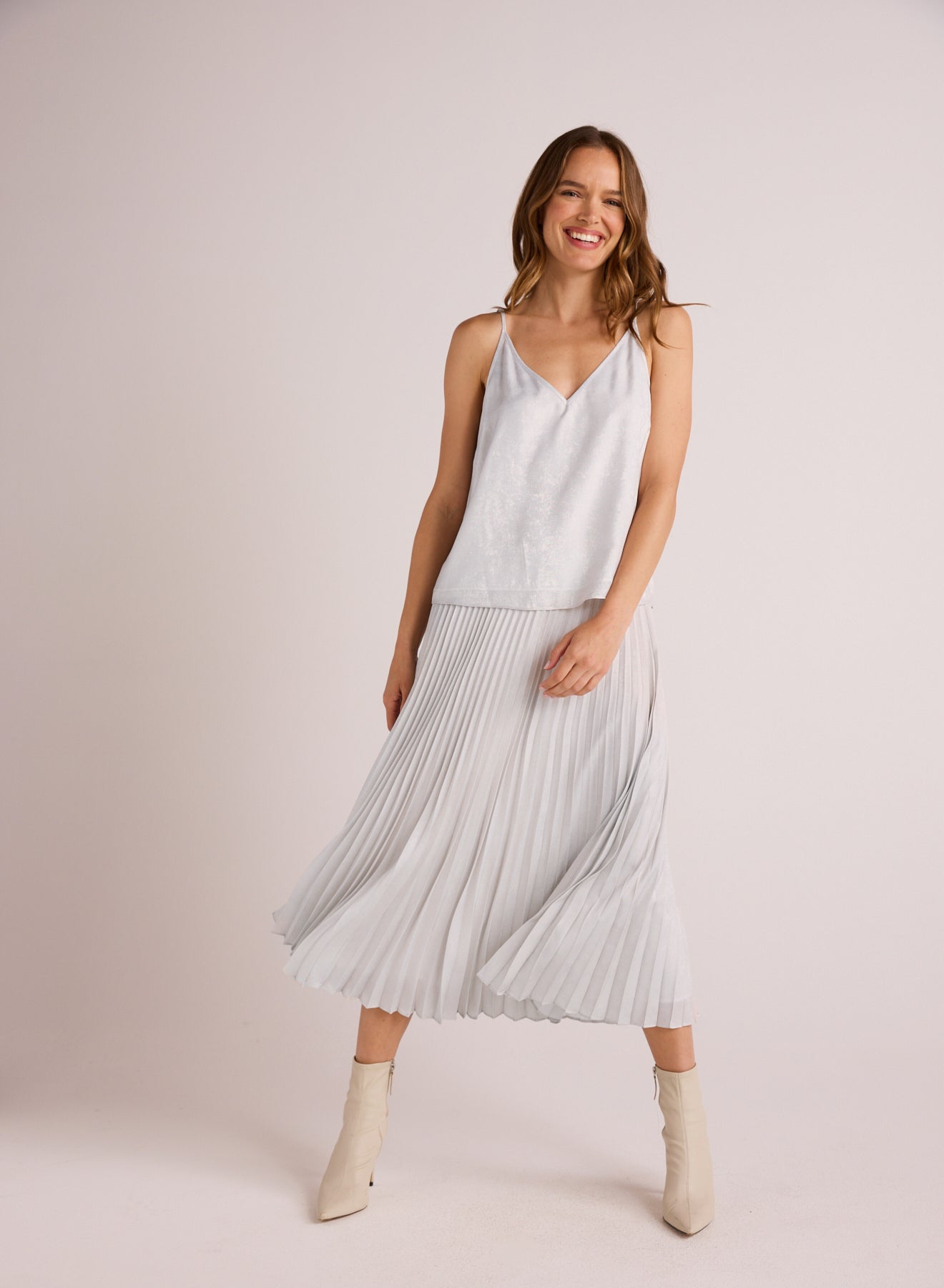 Hand Pleated Metallic Opal Midi Skirt - Elegant Style - Bella Dahl