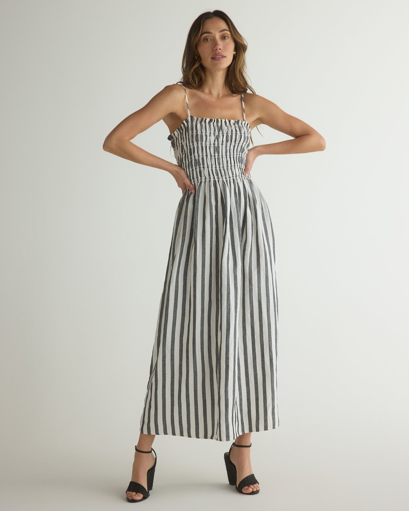 Smocked Midi Dress - Saint Tropez Stripe - Bella Dahl